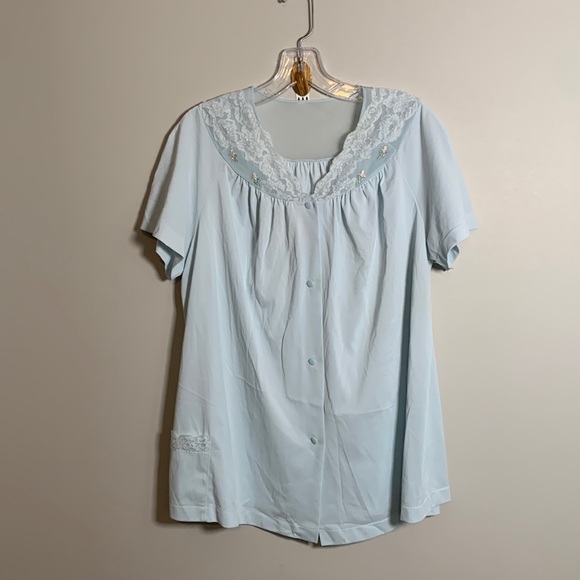 Vintage | Intimates & Sleepwear | Vintage Light Blue Sleep Top With ...